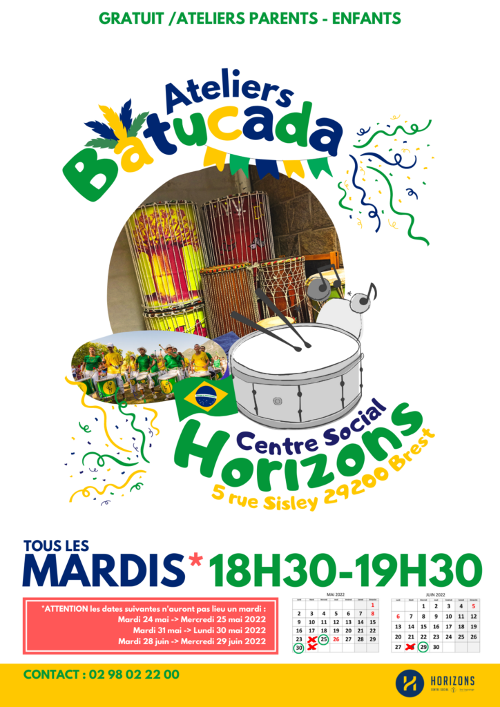 Ateliers Batucada, tous les mardis de 18h30 à 19h30 – Centre ...